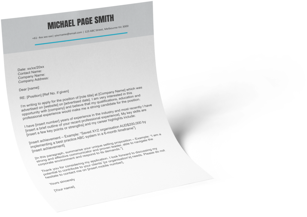 Australian Resume and Cover Letter Template | Study in Australia ...
