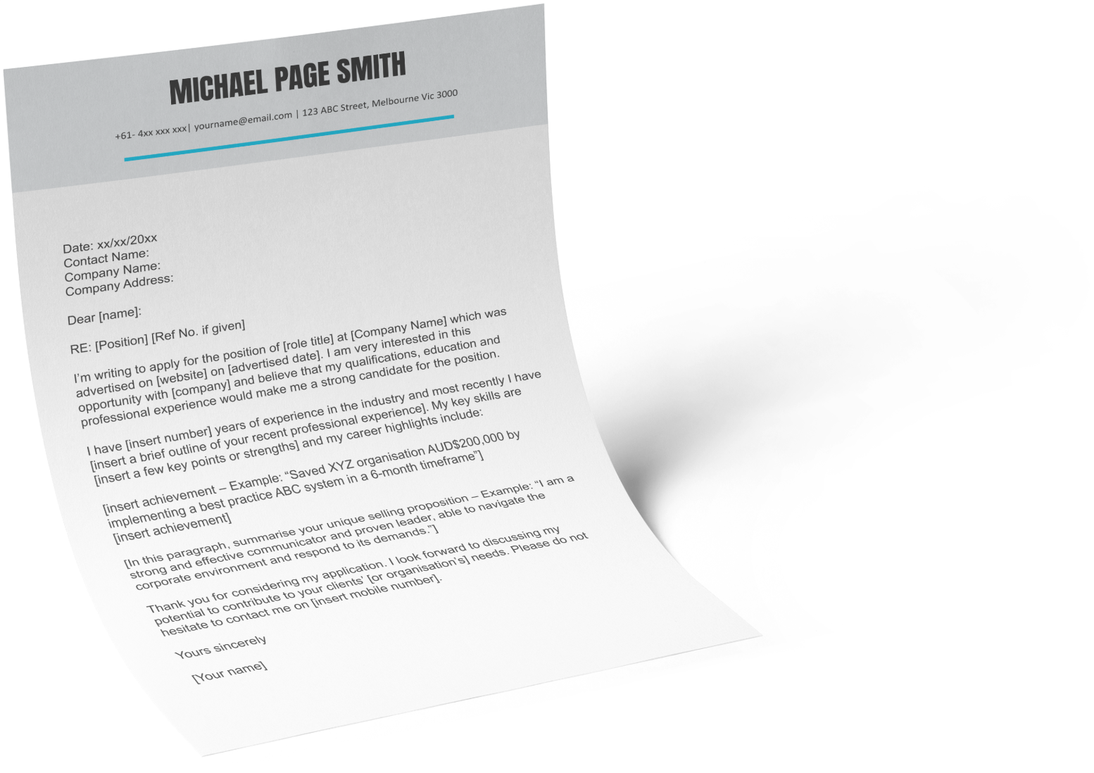 Australian Resume and Cover Letter Template | Study in Australia ...